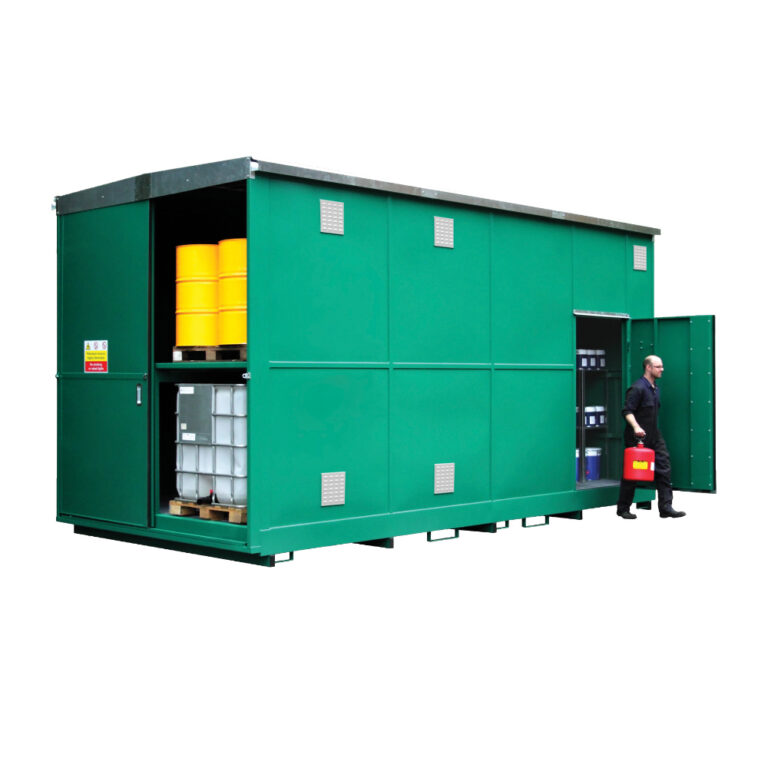 16 Drum / 4 IBC Bunded Walk-in Combination Store